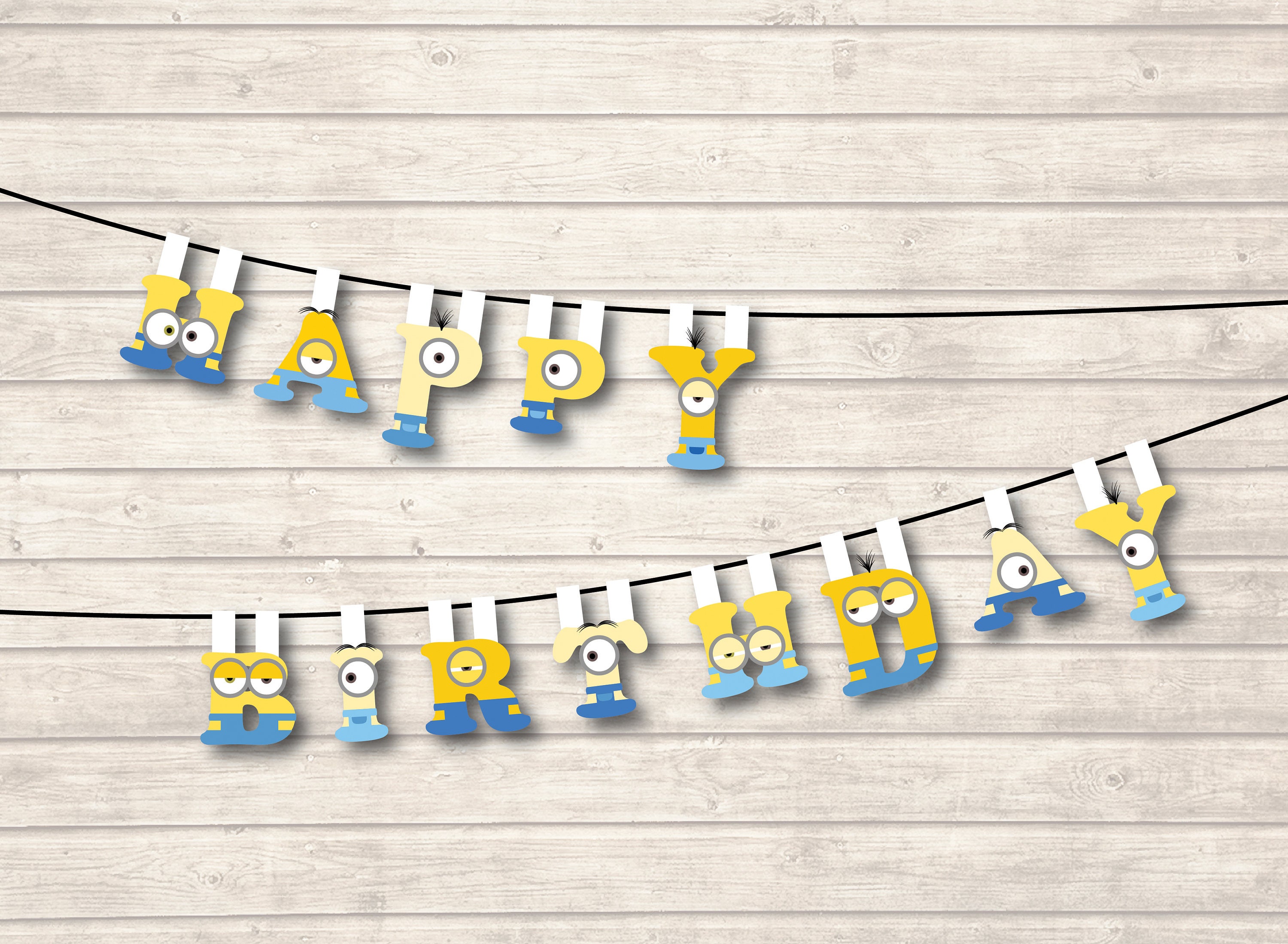 MINIONS Birthday Pennant DESPICABLE Me Banner (party, Baby Shower ...