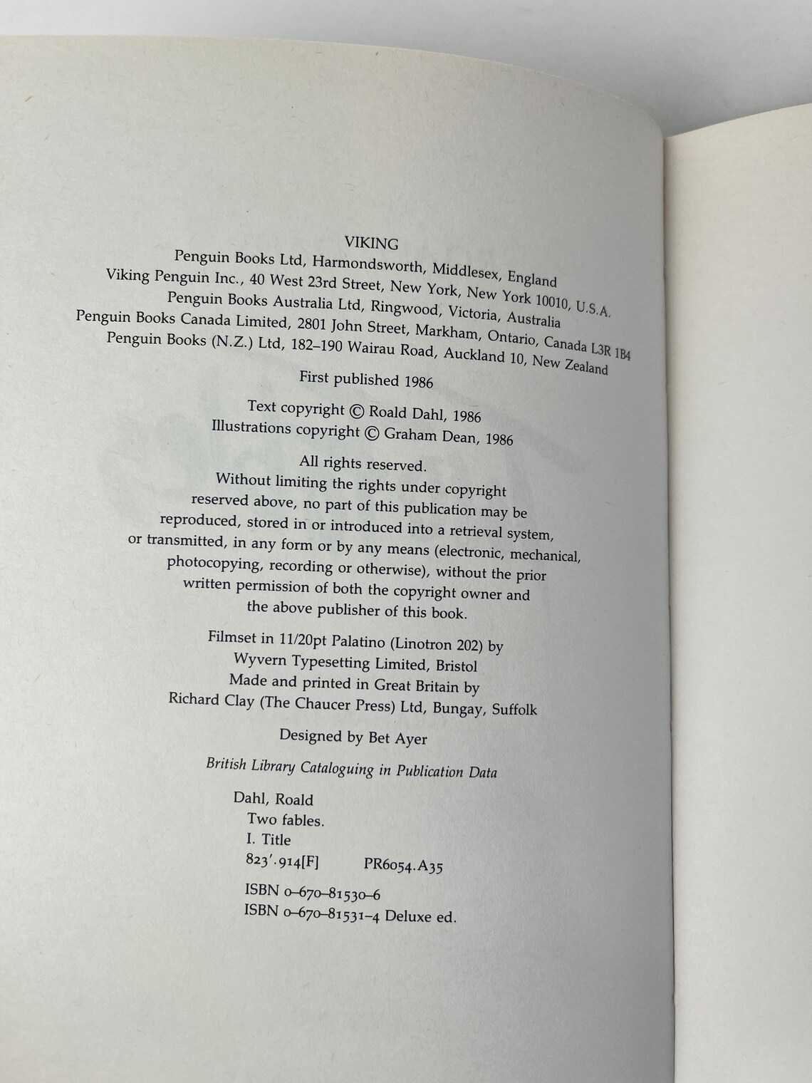 Two Fables by Roald Dahl - First Edition - Etsy