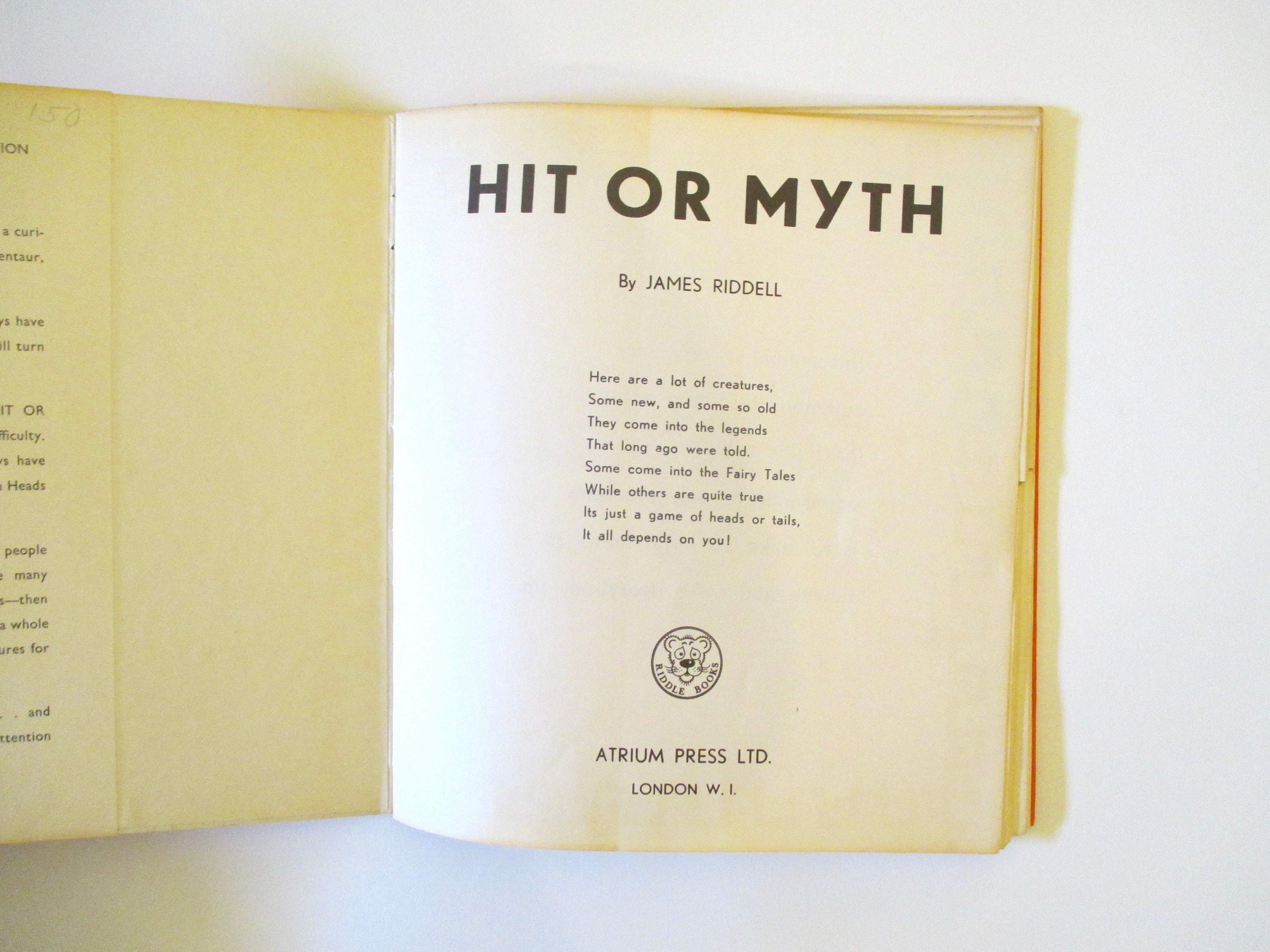 Hit or Myth by James Riddell A Split Book - Etsy