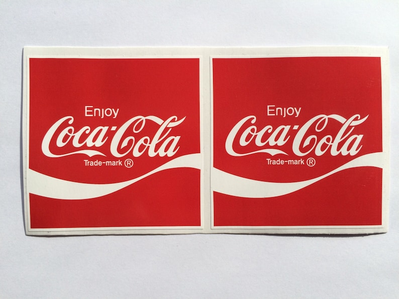 2 Vintage Coca-cola Enjoy Die Cut Decals … - Etsy