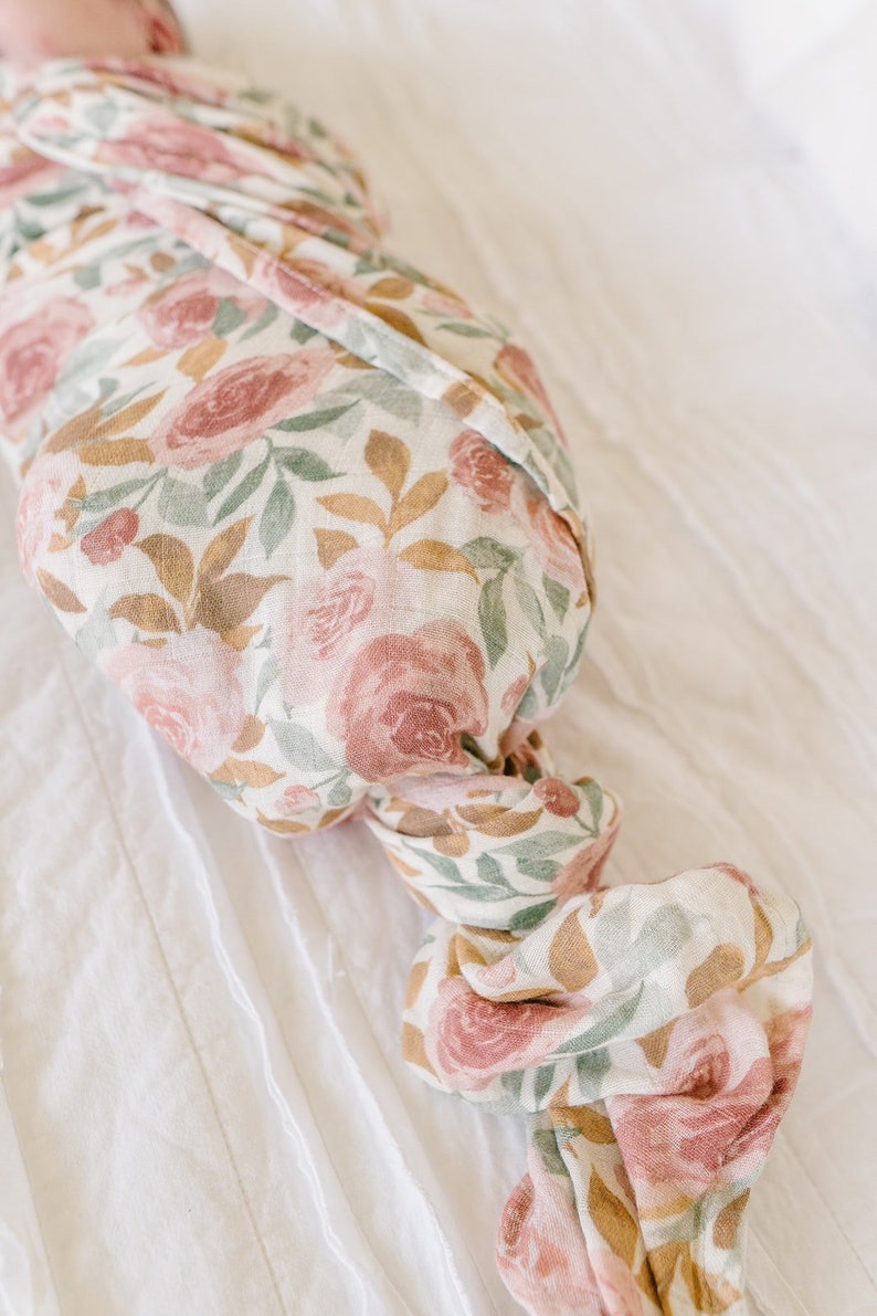 Dusty Pink Floral Muslin Swaddle Blanket Newborn Swaddle - Etsy