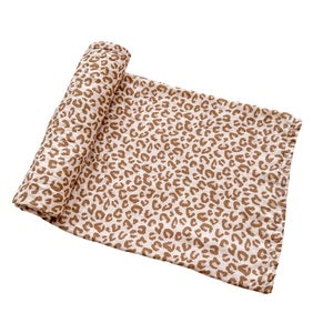 Brown Leopard Muslin Swaddle Blanket, Newborn Swaddle, Leopard Swaddle ...