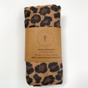 Brown Leopard Muslin Swaddle Blanket Newborn Swaddle Leopard | Etsy