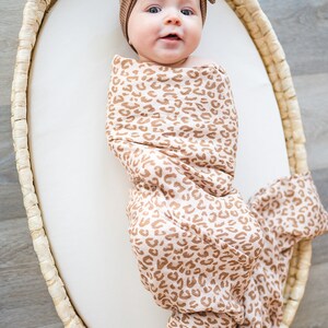 Brown Leopard Muslin Swaddle Blanket, Newborn Swaddle, Leopard Swaddle ...