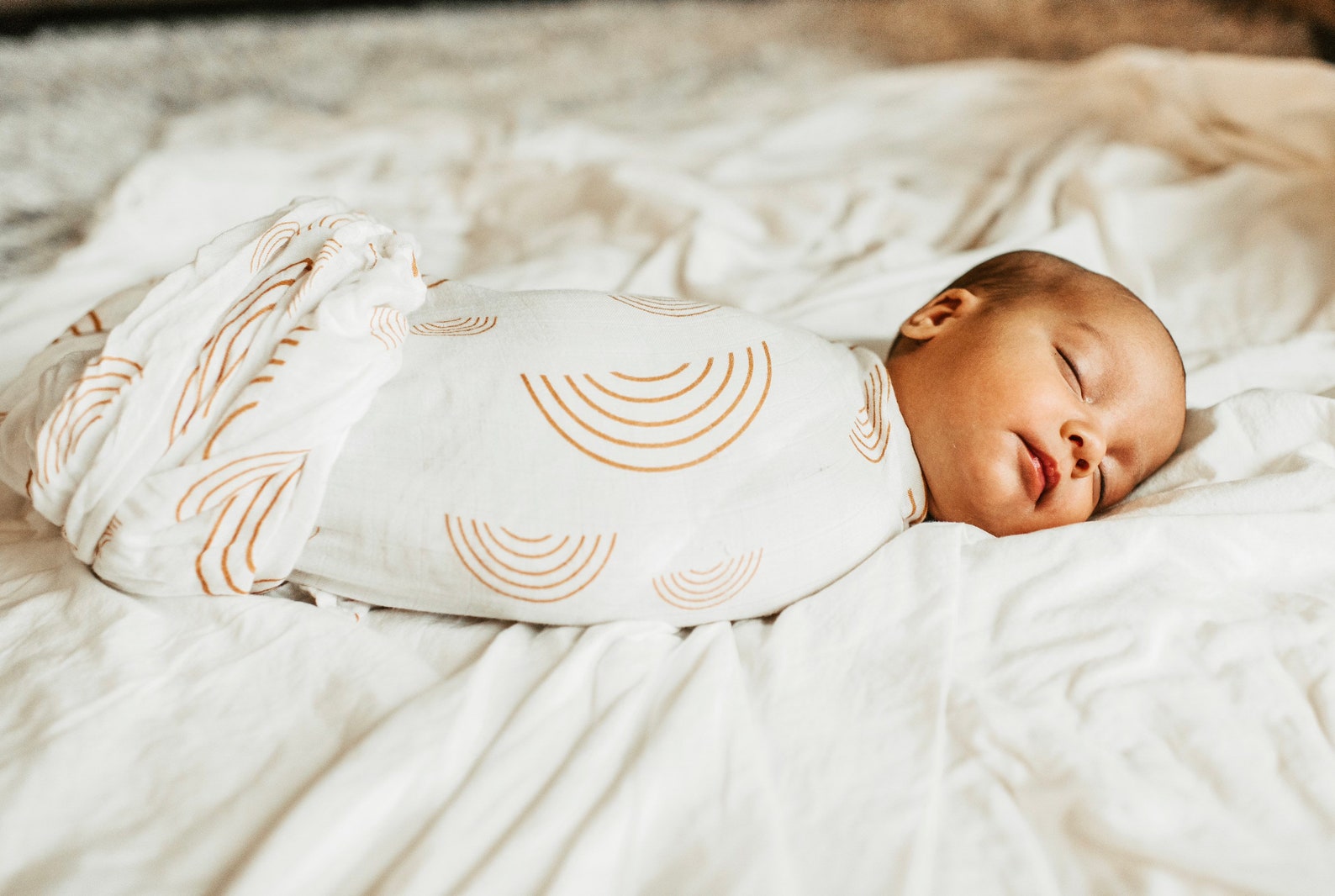 Caramel Brown & White Rainbow Muslin Swaddle Blanket Brown | Etsy