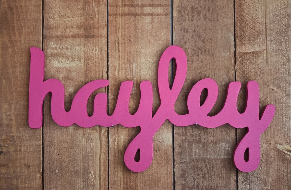 Hayley Baby Name Wooden Sign Nursery Decor Cursive wooden | Etsy