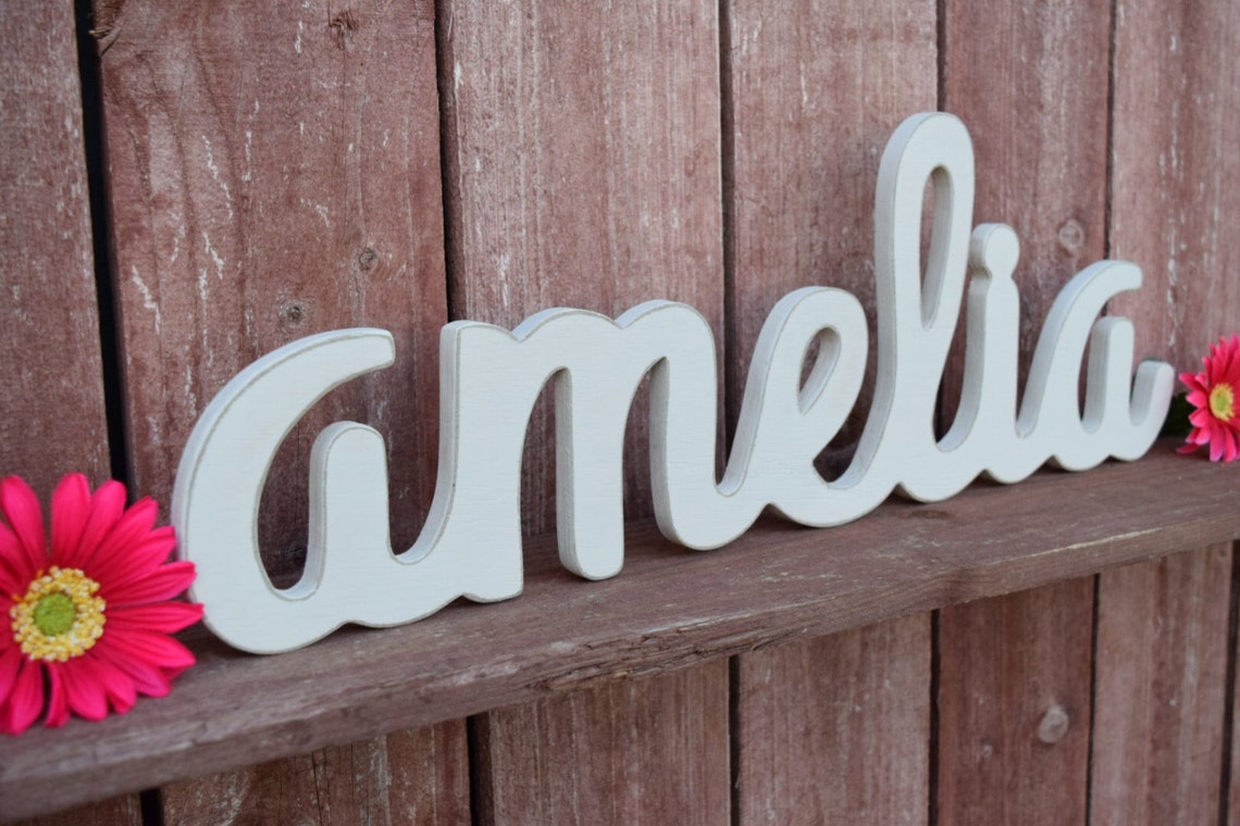 Wood Nursery Letters Name Sign Amelia Nursery Home | Etsy
