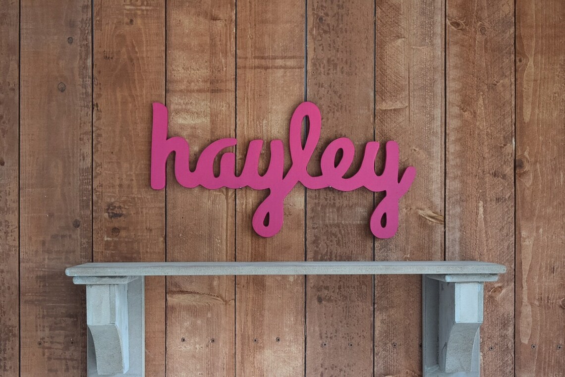 Hayley Baby Name Wooden Sign Nursery Decor Cursive wooden | Etsy
