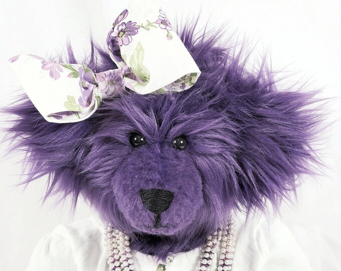Purple Teddy Bear Jointed Teddy Bear Fur Teddy Bear - Etsy