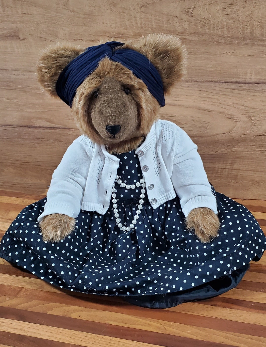 Handmade Teddy Bear, Jointed Teddy Bear, Stuffed Teddy Bear, Dressed ...