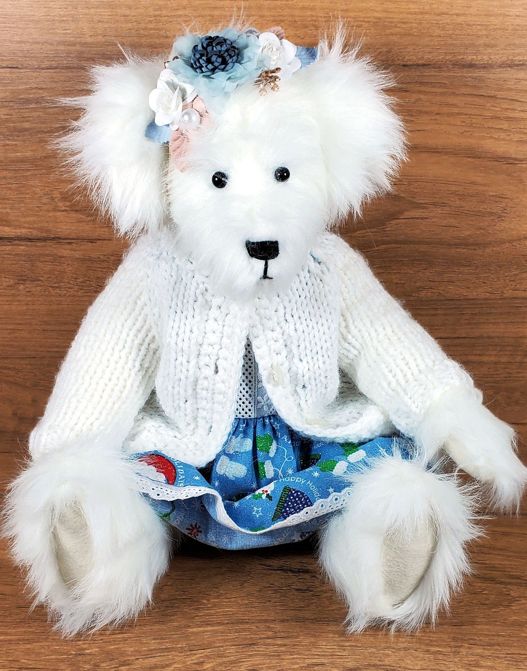 Handmade Teddy Bear OOAK Teddy Bear White Teddy Bear Girl Teddy Bear ...