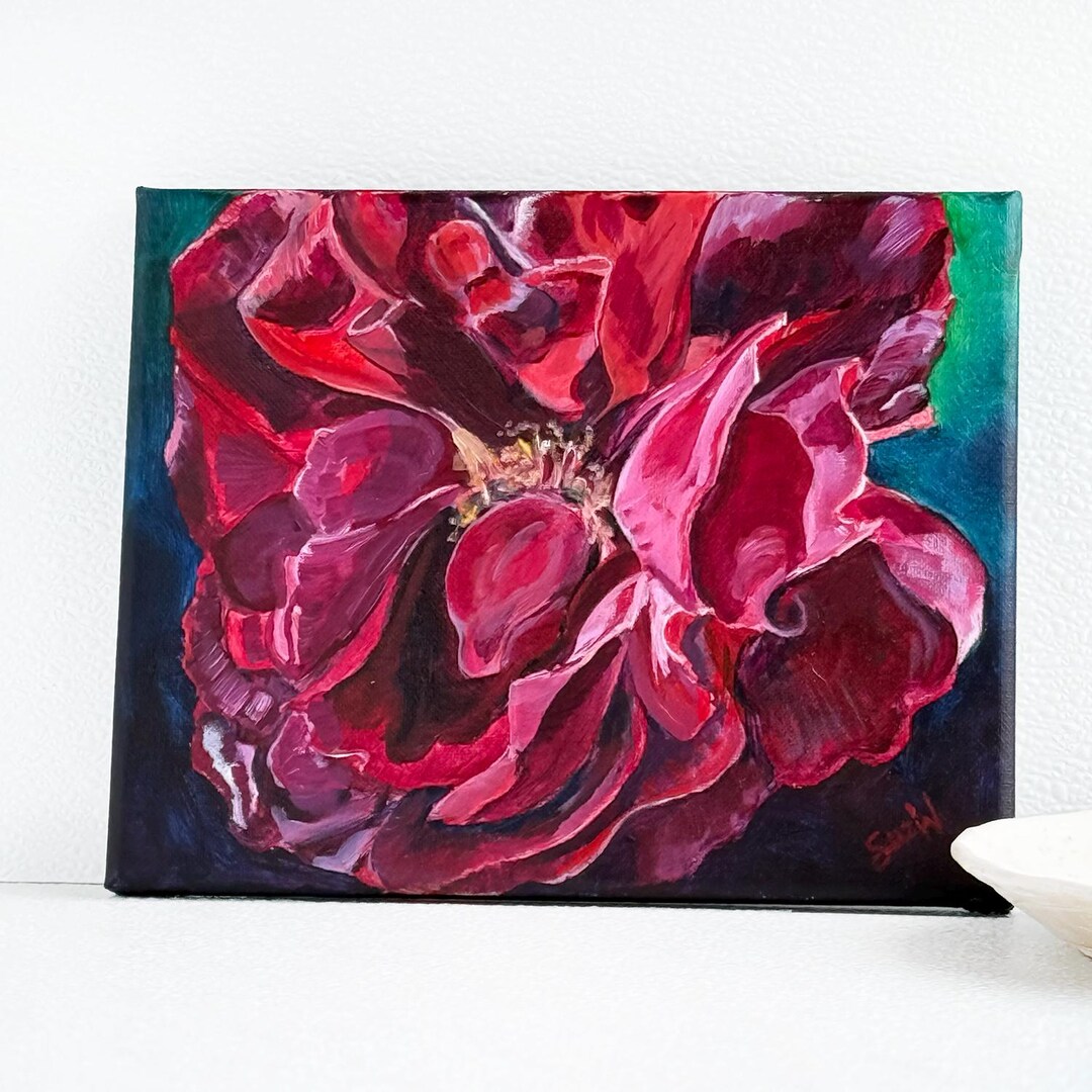 Deep Rose | Zenith | Original Acrylic Painting 8×10 | Pale Noon - Etsy