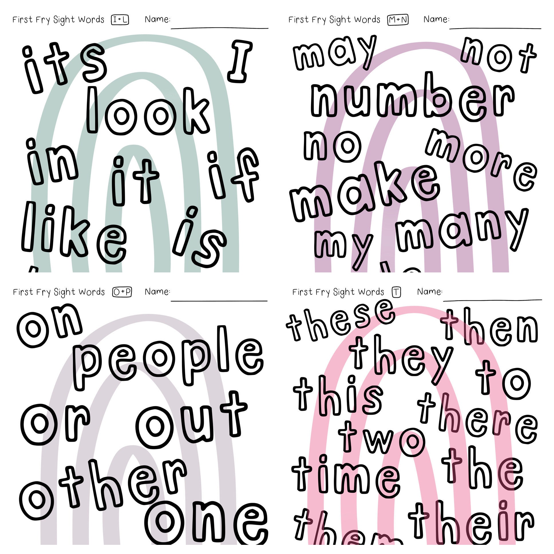 Fry First 100 Sight Words Coloring Sheets - Etsy