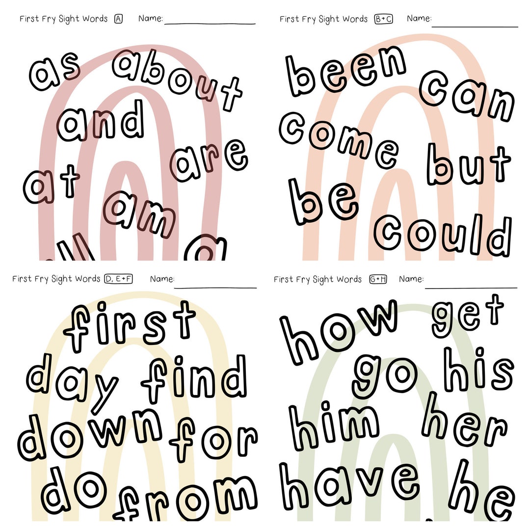 Fry First 100 Sight Words Coloring Sheets - Etsy
