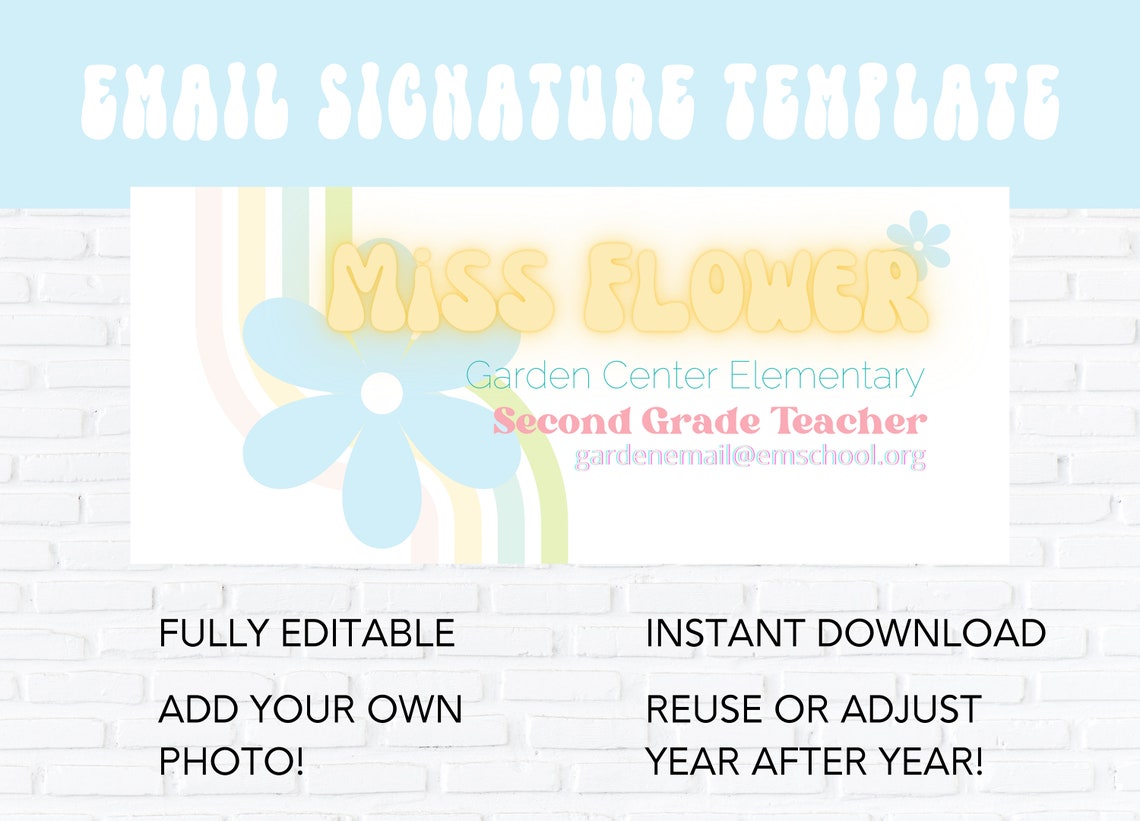 Email Signature-canva Template Custom Email Signature- Groovy Flower - Etsy