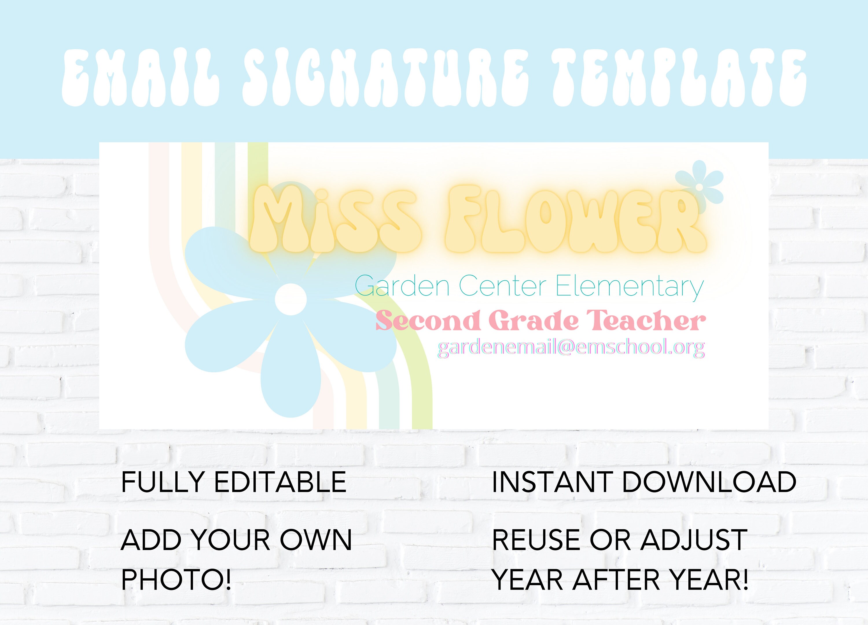 Email Signature-canva Template Custom Email Signature- Groovy Flower - Etsy