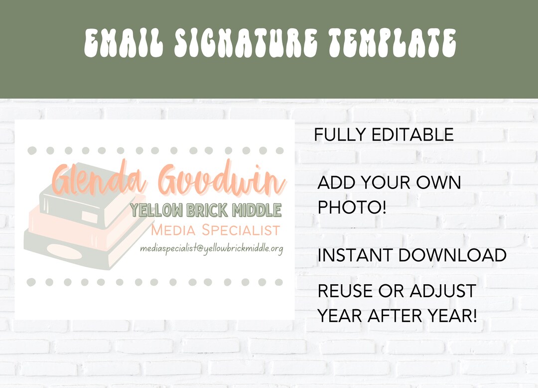 Email Signature-canva Template Custom Email Signature- Books - Etsy