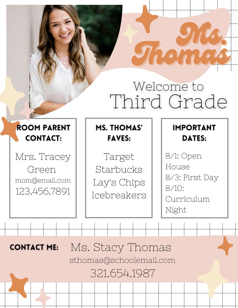 Retro, CANVA Template, Meet the Teacher - Etsy