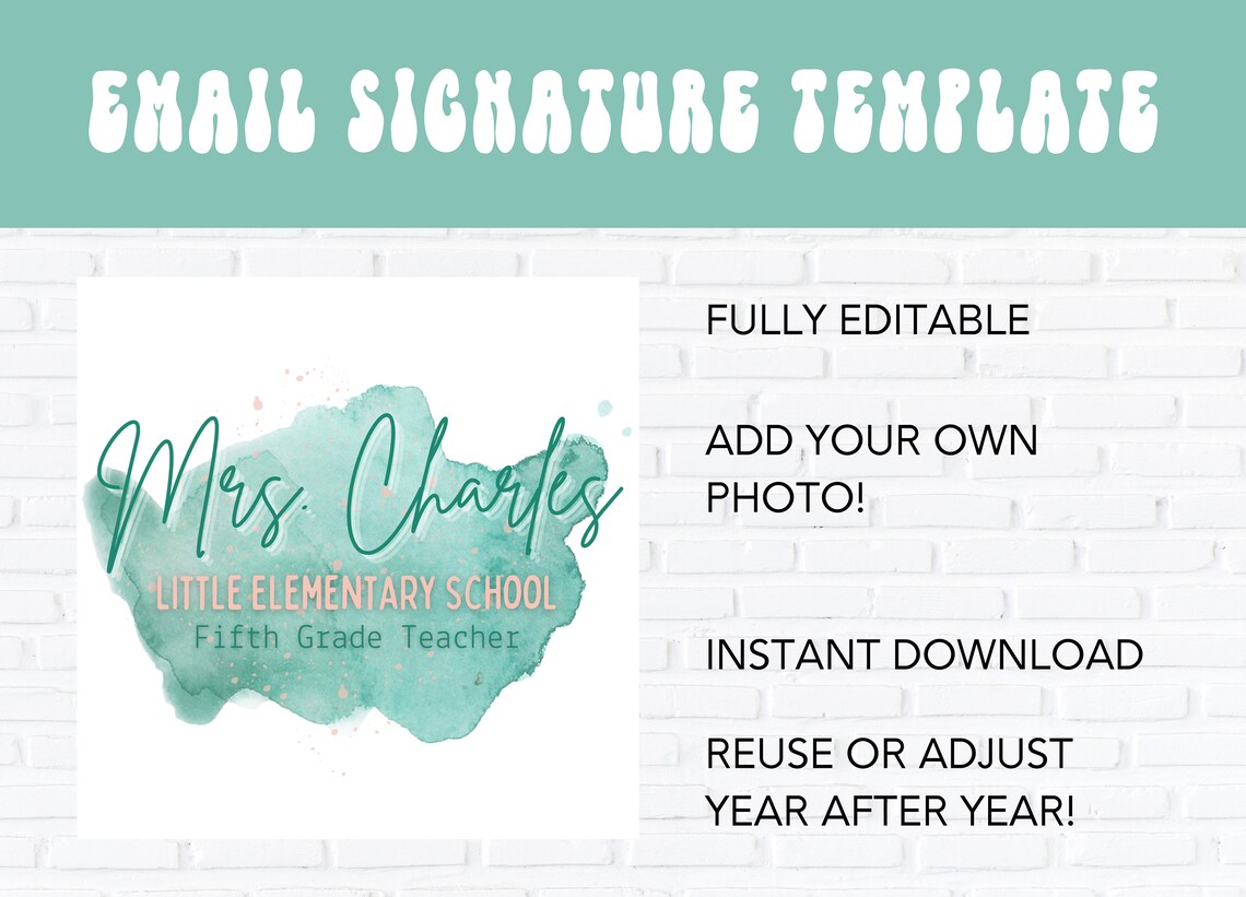 Email Signature-canva Template Custom Email Signature- Watercolor - Etsy