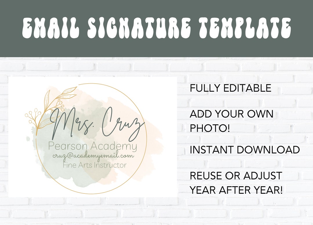 Email Signature-canva Template Custom Email Signature- Gold Wreath - Etsy