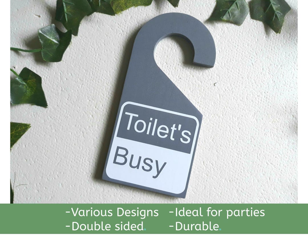 Toilet Busy Door Sign, Double Sided Door Hanger for Toilet. ( Free Busy ...
