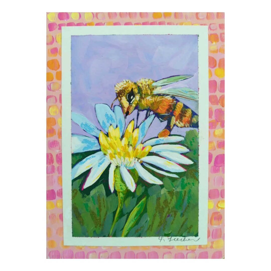 Original Art- Acrylic and Mixed Media Bee Painting - Etsy
