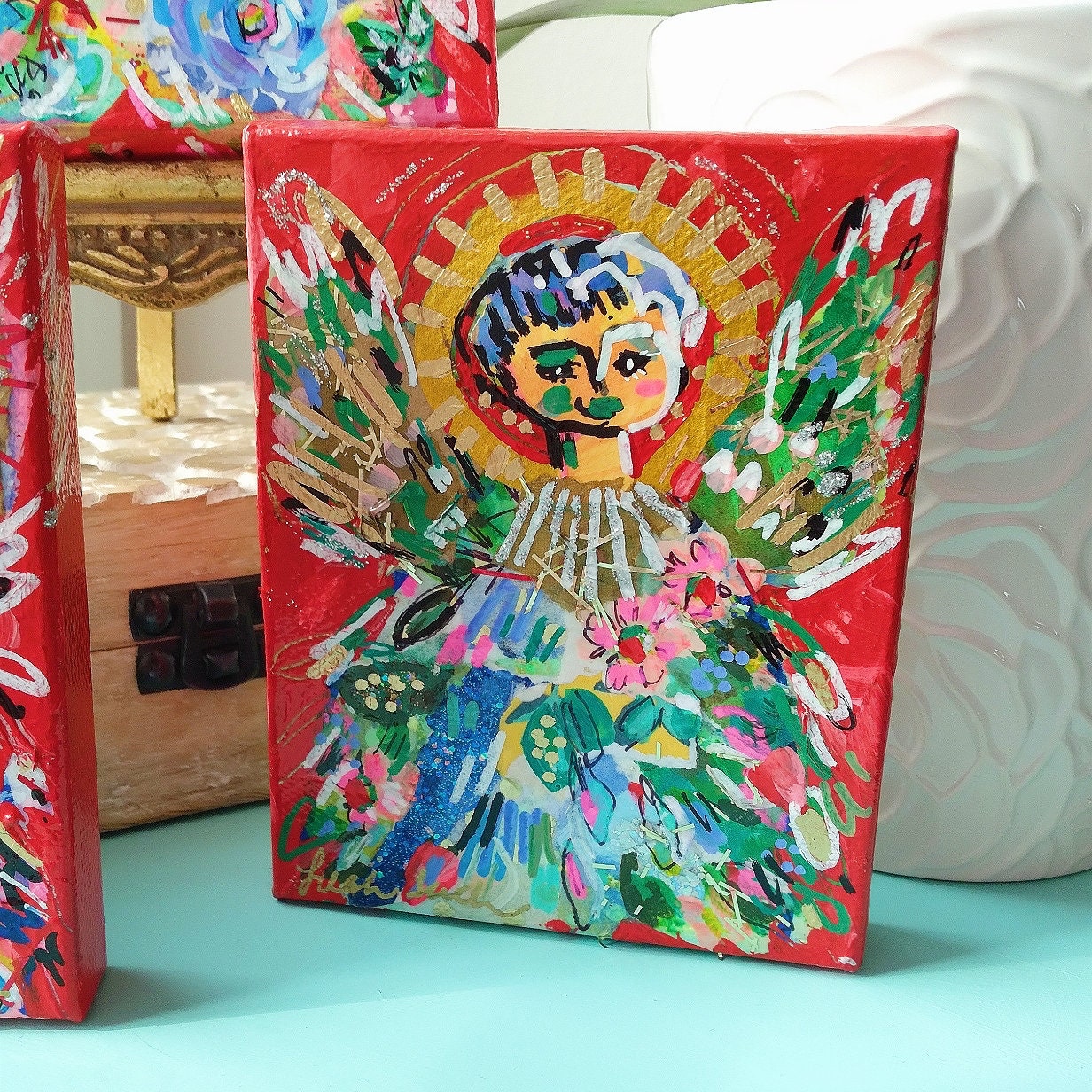 Vittoria- Acrylic and Mixed Media Angel Painting - Etsy