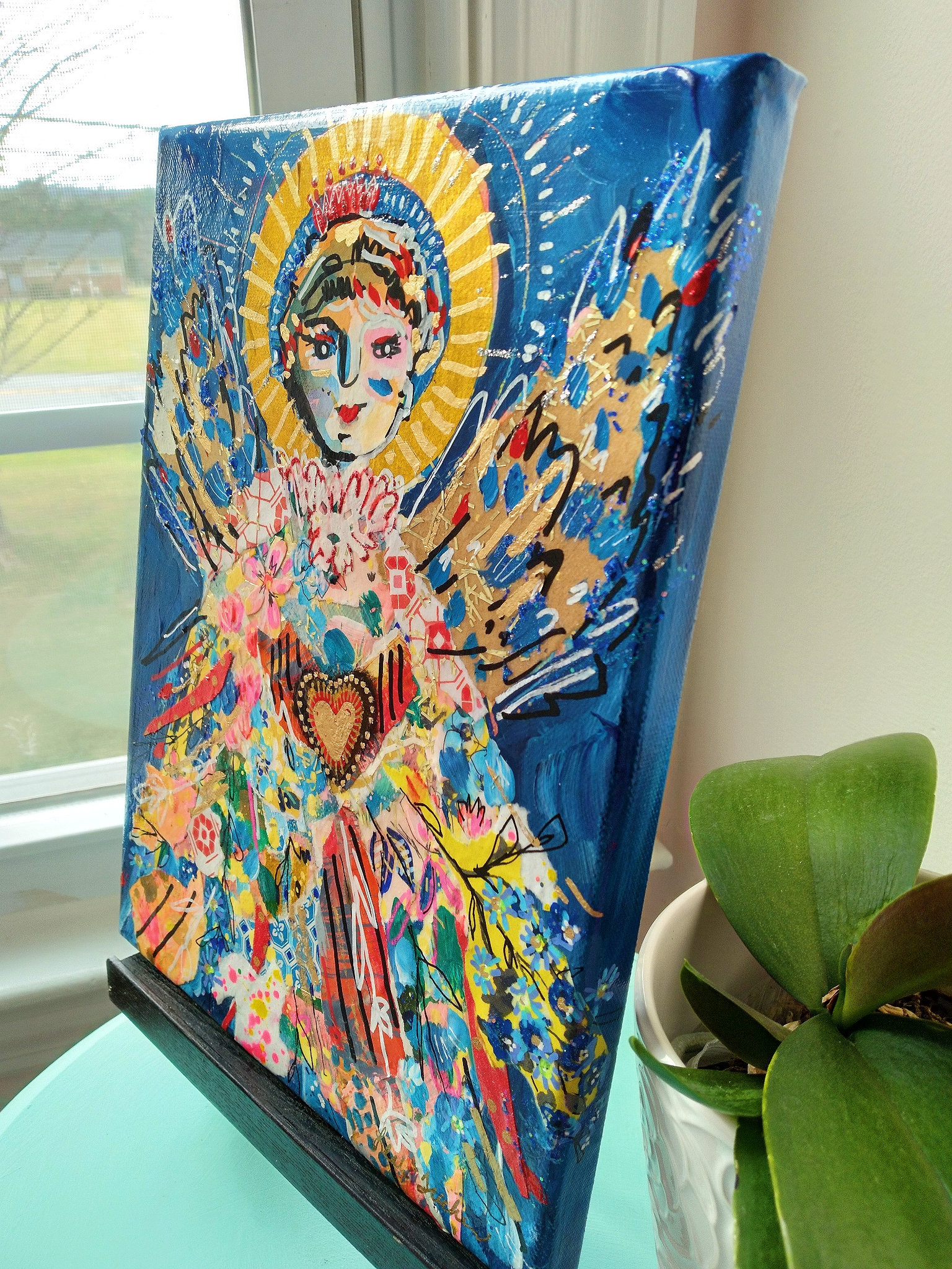 Matilde- Acrylic and Mixed Media Angel Painting - Etsy