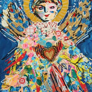 Matilde- Acrylic and Mixed Media Angel Painting - Etsy