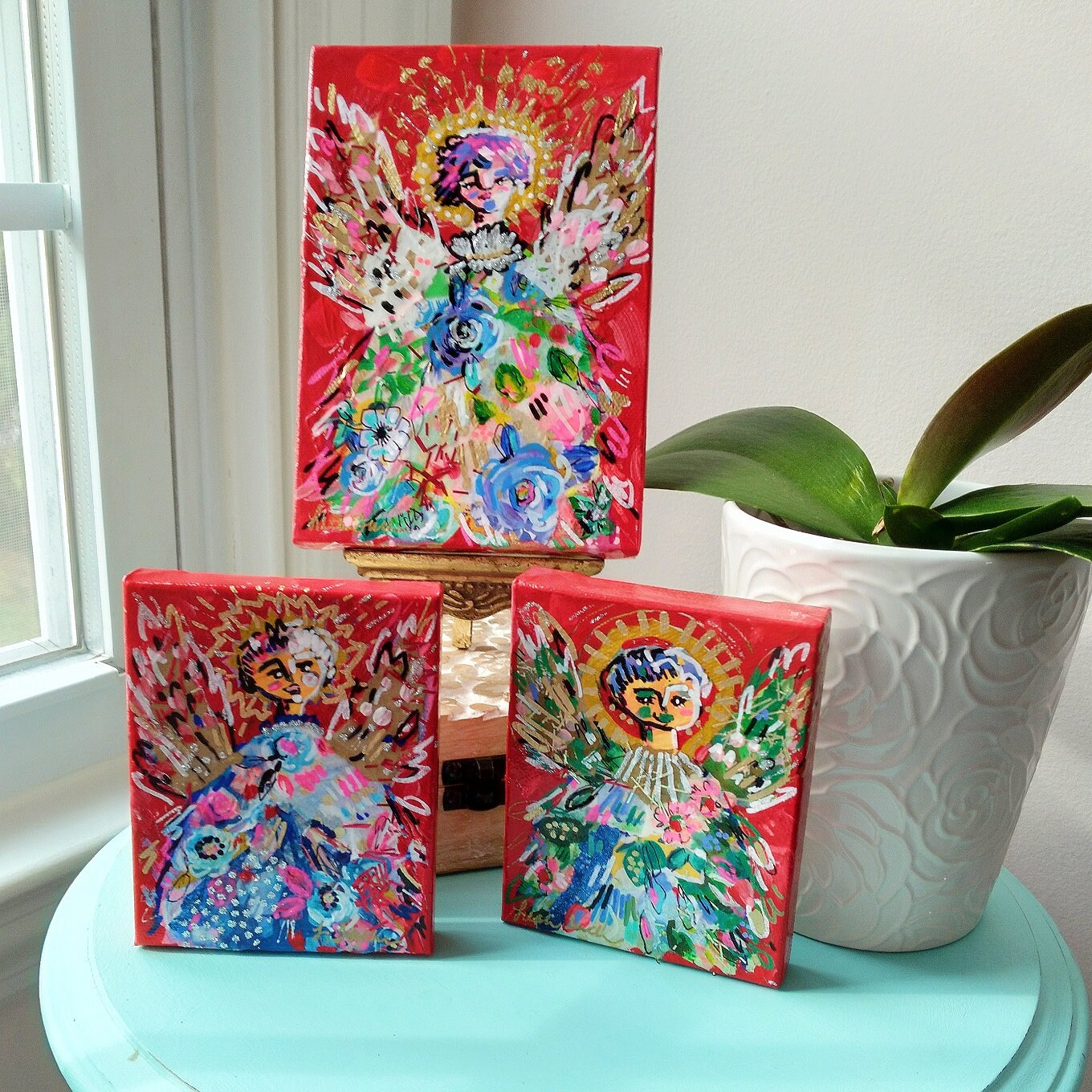 Lucia- Acrylic and Mixed Media Angel Painting - Etsy