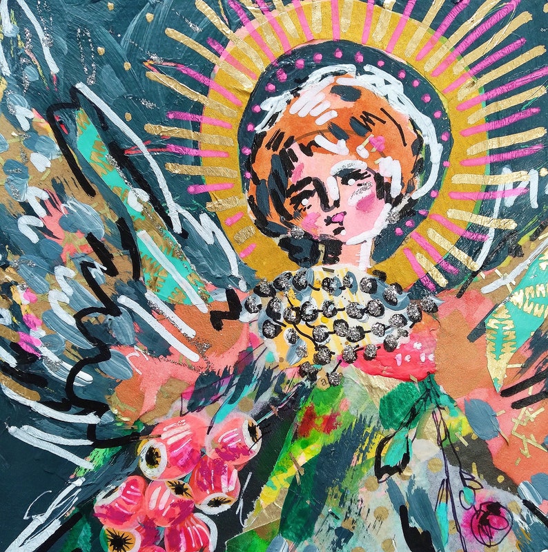 Giulia Acrylic and Mixed Media Angel Painting - Etsy