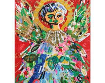 Giulia Acrylic and Mixed Media Angel Painting - Etsy