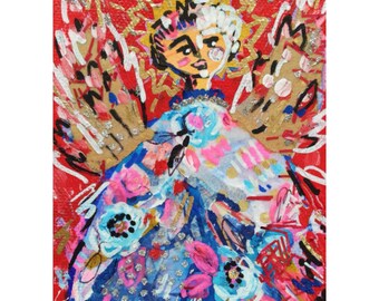 Giulia Acrylic and Mixed Media Angel Painting - Etsy