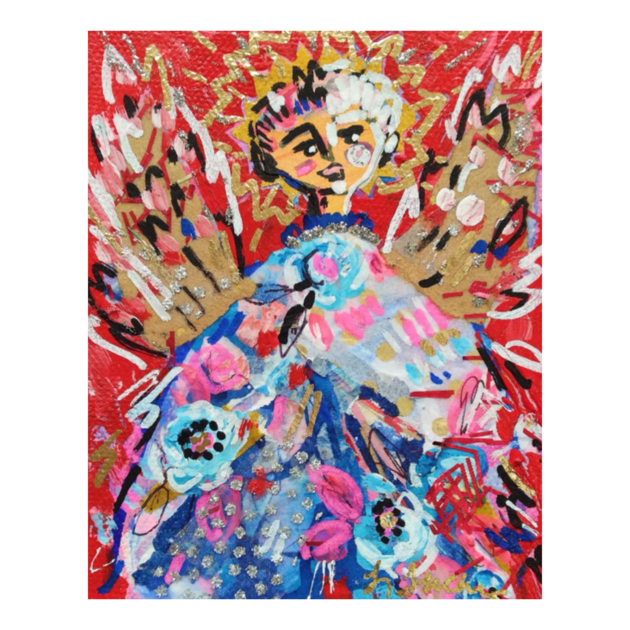 Lucia- Acrylic and Mixed Media Angel Painting - Etsy