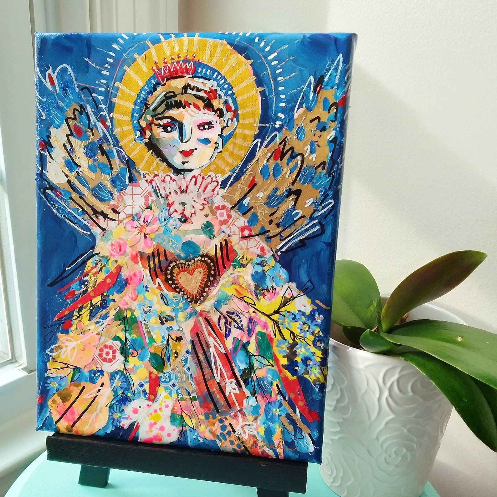 Matilde- Acrylic and Mixed Media Angel Painting - Etsy