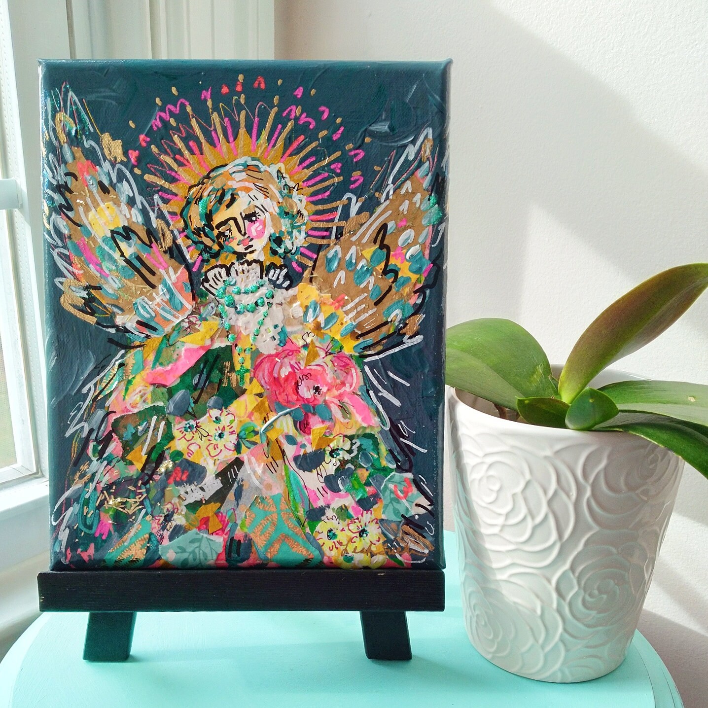 Elena- Acrylic and Mixed Media Angel Painting - Etsy