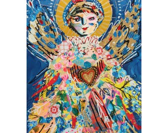 Giulia Acrylic and Mixed Media Angel Painting - Etsy