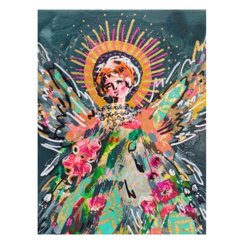 Giulia- Acrylic and Mixed Media Angel Painting - Etsy
