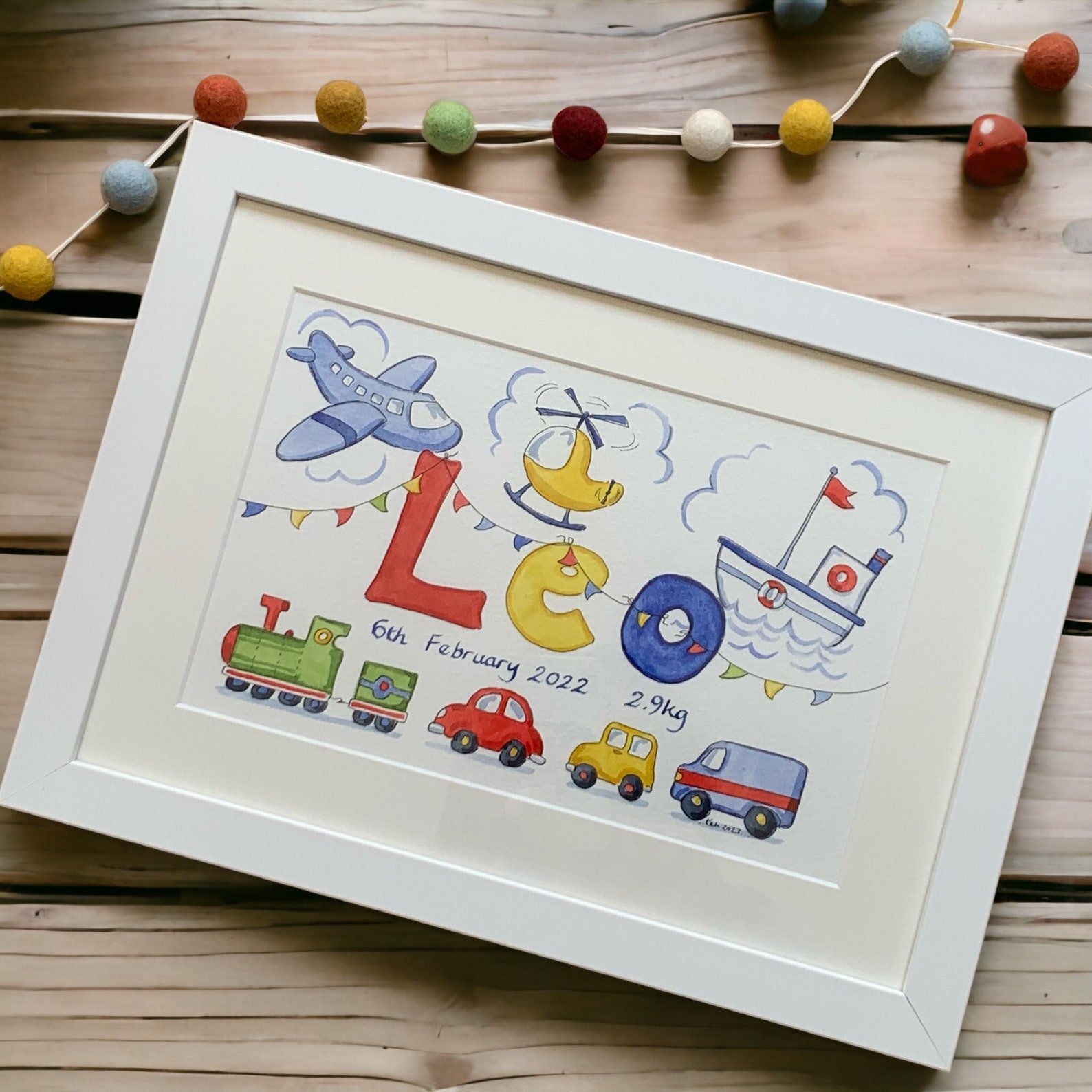 Bespoke Hand-painted Baby Name Art – Watercolour Nursery Keepsake by ...