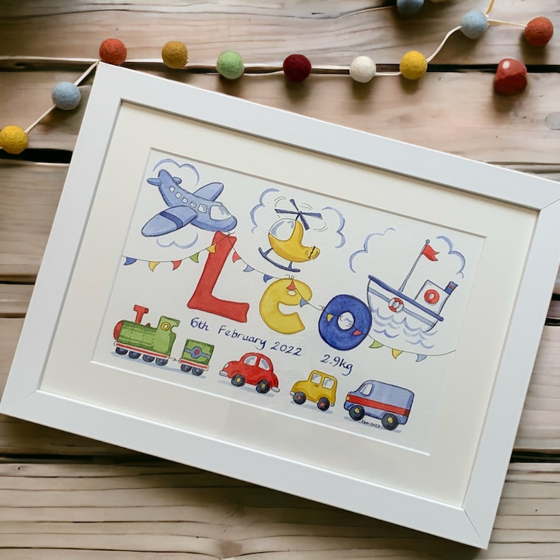Bespoke Hand-painted Baby Name Art – Watercolour Nursery Keepsake by ...