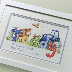Personalised Baby Name Art — Hand Painted Watercolour Keepsake by Kate ...