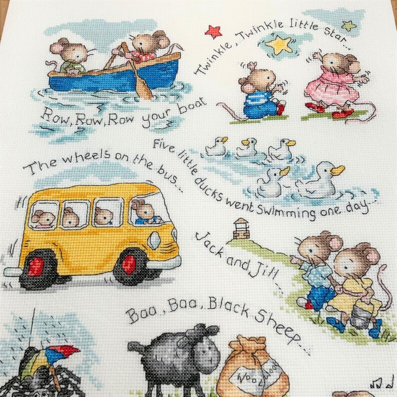 Nursery Rhyme Cross Stitch Kit, Twinkle Little Star, Baby Shower Gift ...