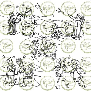 Hand Drawn Christmas Nativity Set, Digi Stamp, Christmas Scene Clipart ...