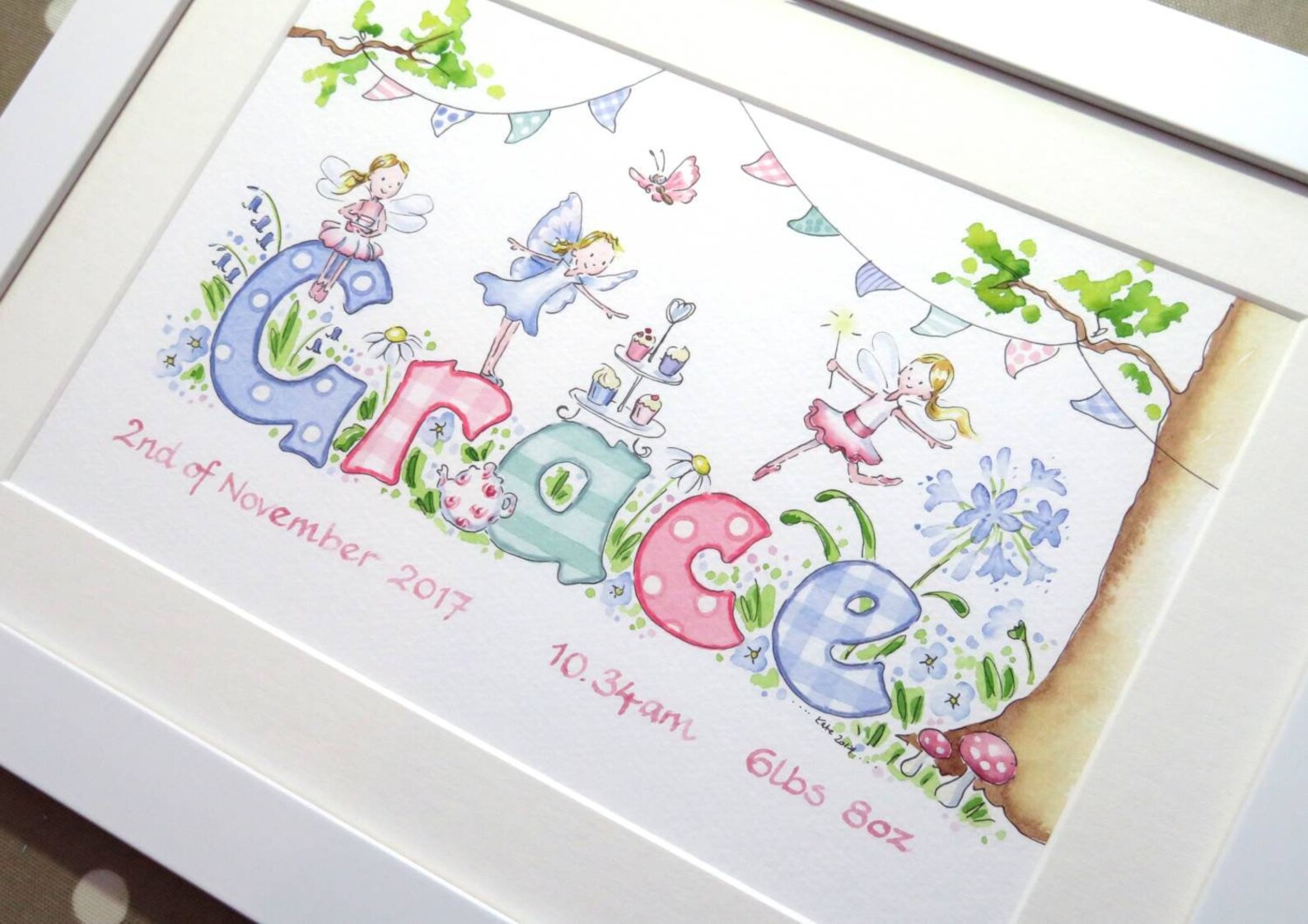 Bespoke Hand-painted Baby Name Art – Watercolour Nursery Keepsake by ...