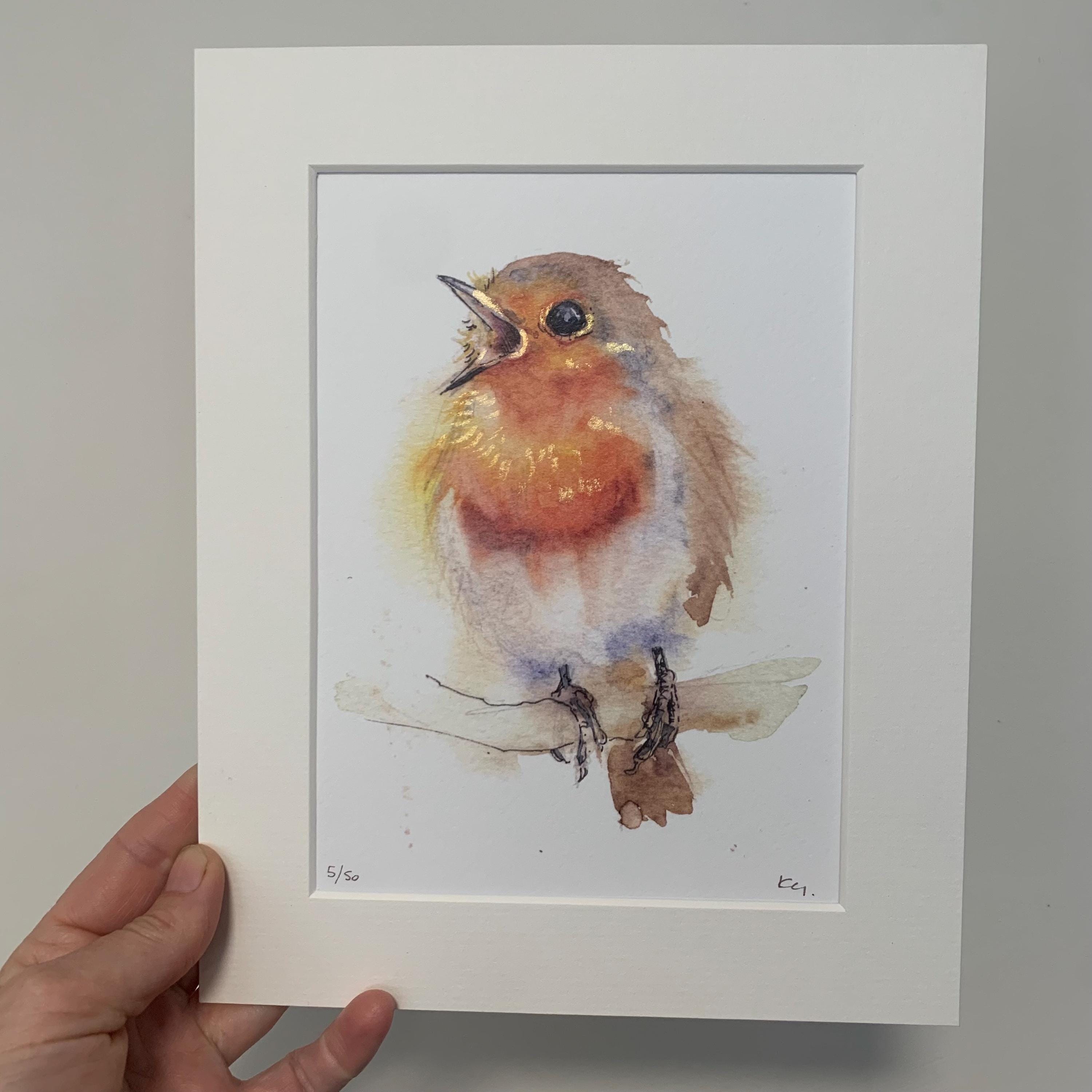 Robin Watercolour Print – Hand-finished With Painted Details - Etsy