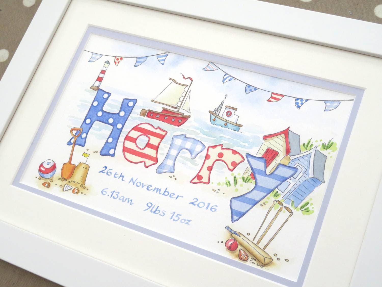 Bespoke Hand-painted Baby Name Art – Watercolour Nursery Keepsake by ...