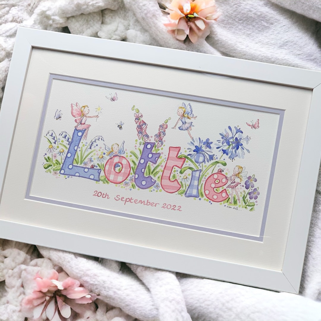 Personalised Baby Name Art — Hand Painted Watercolour Keepsake by Kate ...