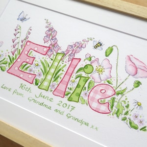 Bespoke Hand-painted Baby Name Art – Watercolour Nursery Keepsake by ...