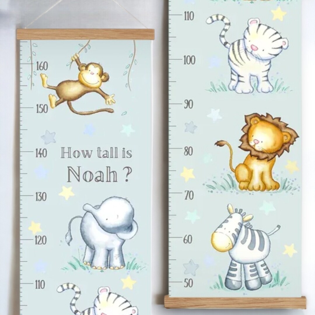 Adorable Jungle Animals Baby Growth Chart, Personalised Keepsake ...