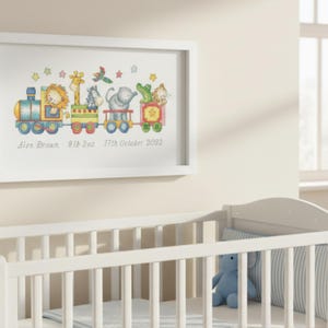 Baby Animal Train Cross Stitch Kit – Birth Sampler, Bothy Threads, Choo ...